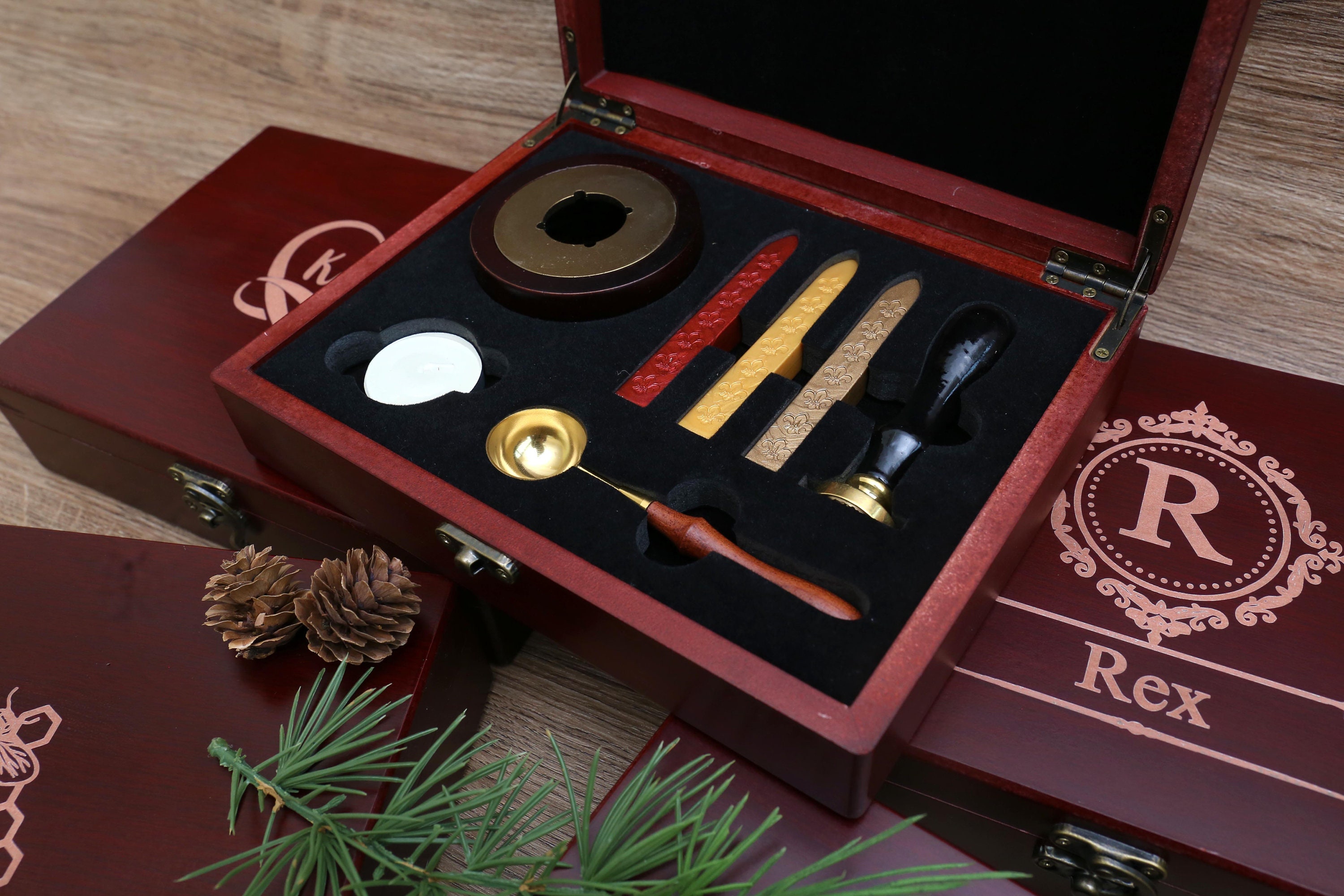 Custom Wax Seal Stamp Kit With Premium Wood Gift Box /christmas Wax ...