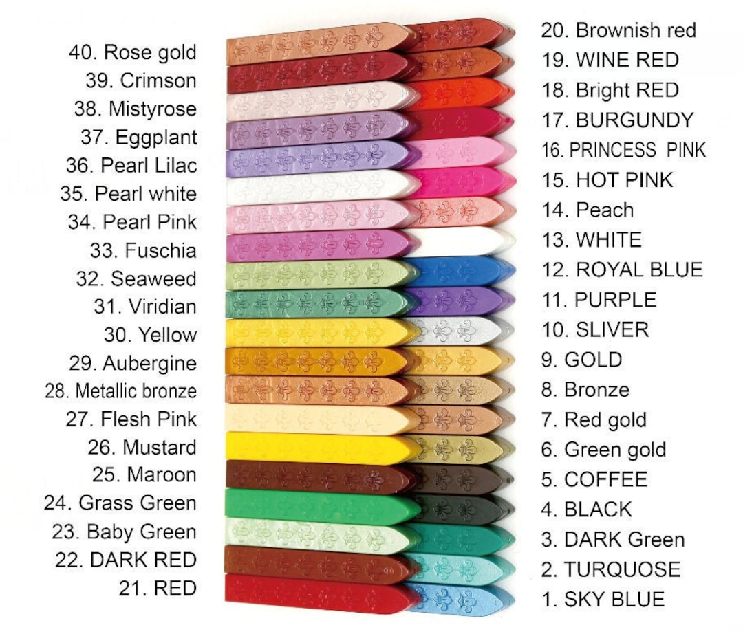 40 COLORS Sealing Wax Sticks for Wax Seal Stamp ( No Wick ) Rose Gold ...