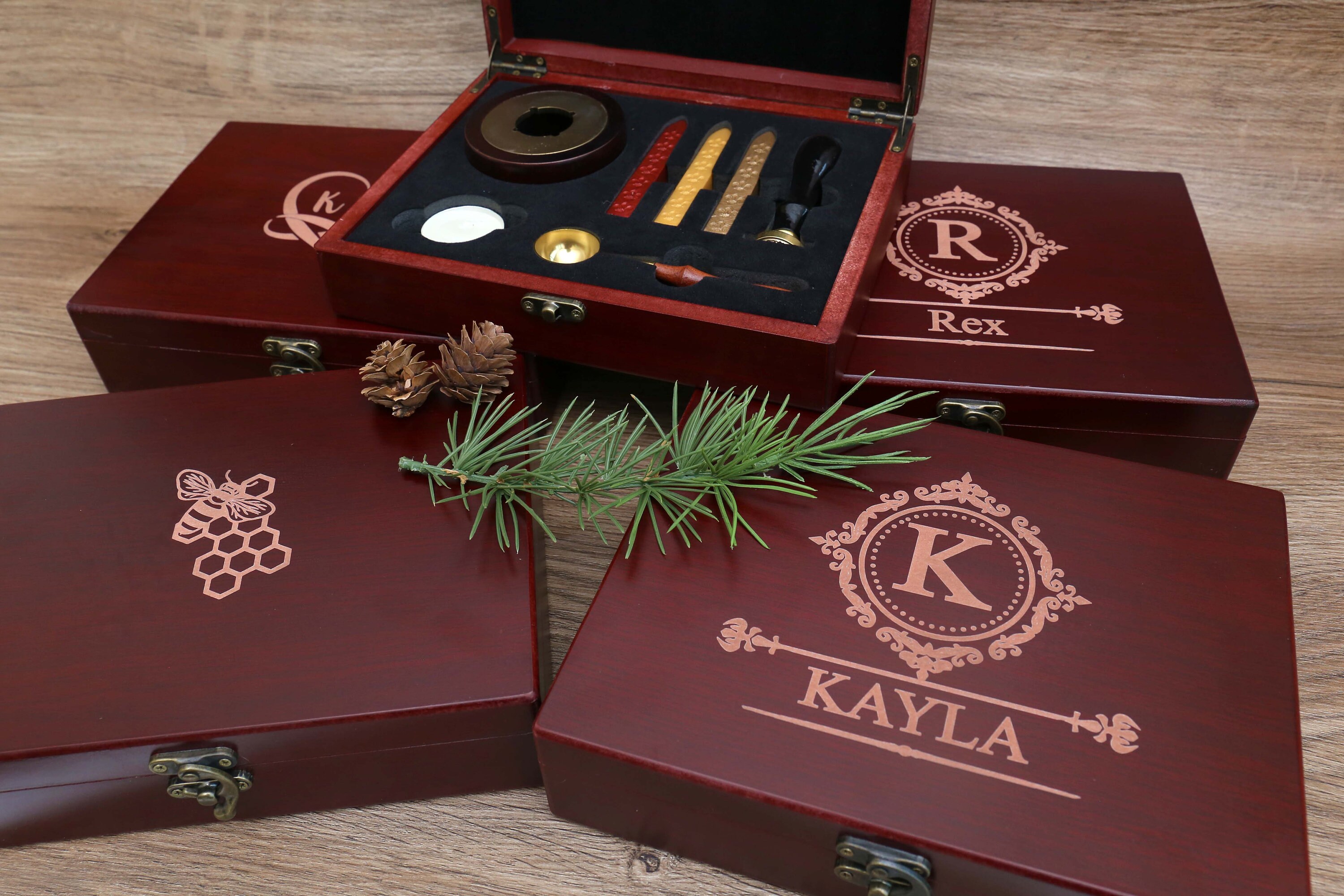 Custom Wax Seal Stamp Kit With Premium Wood Gift Box /christmas Wax ...