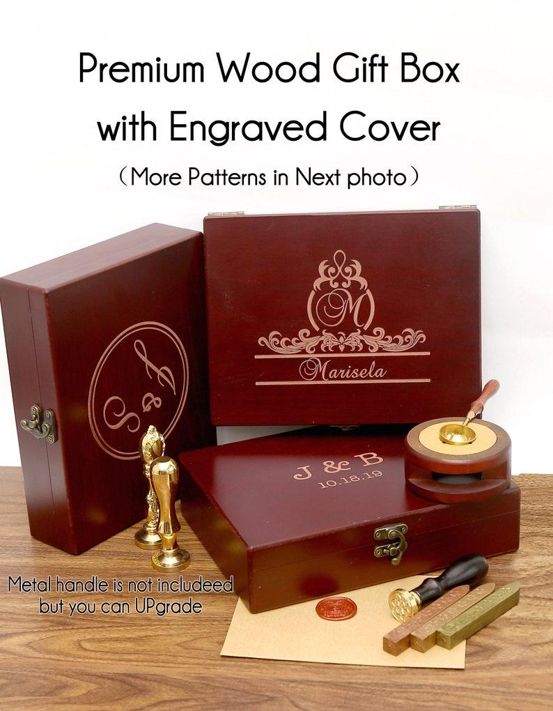 Custom Wax seal stamp kit with Premium Wood Gift Box | Etsy