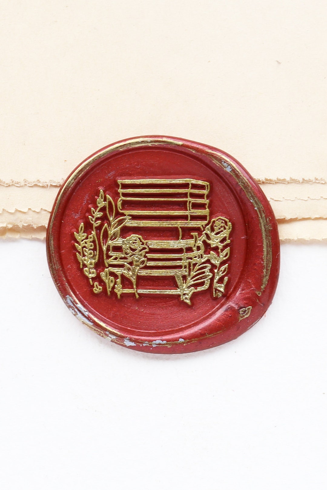 Book Pile With Flowers Wax Seal Stamp /envelop Wax Seal Stamp/custom ...