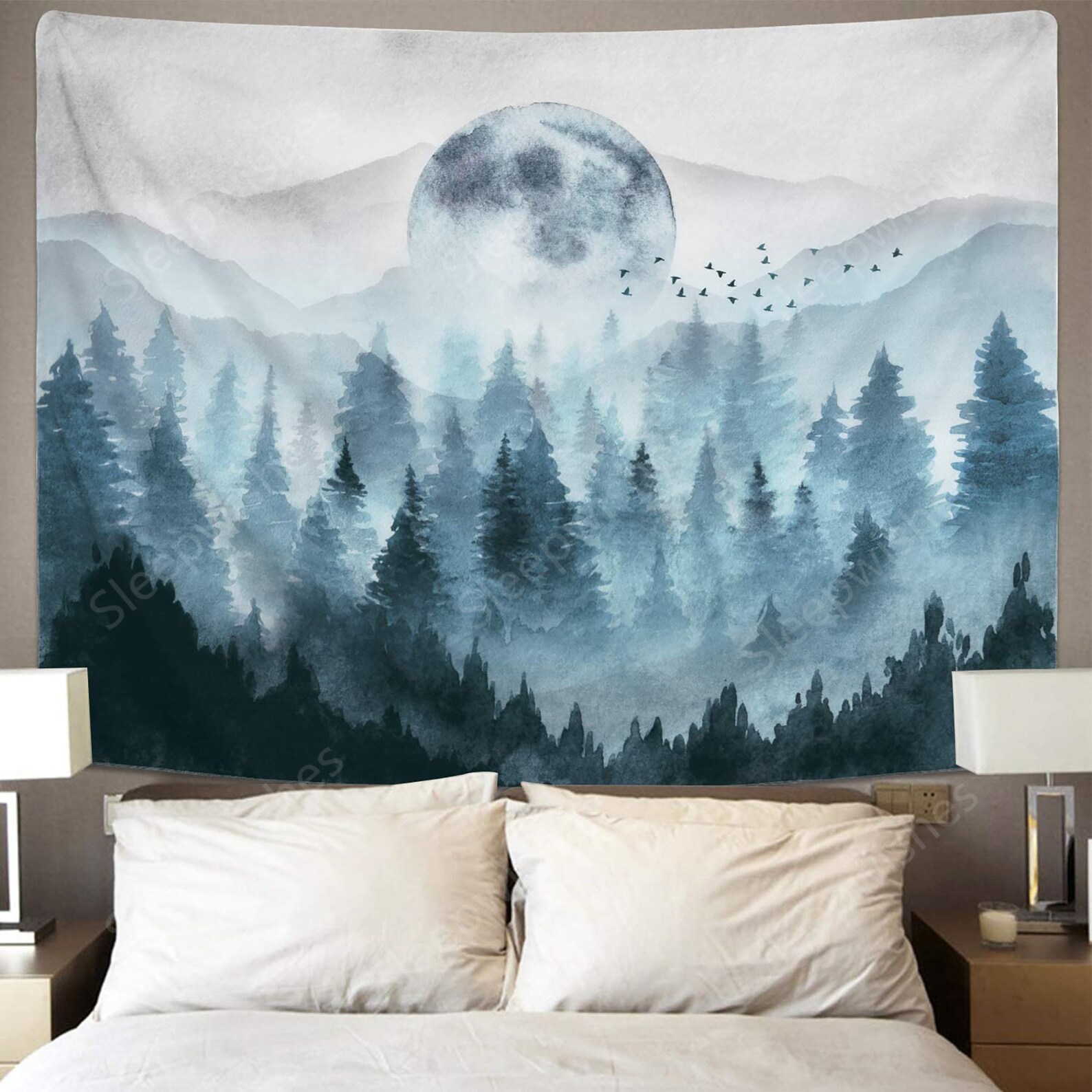 Foggy Forest Tapestry Misty Mountain Tapestry Magical Nature - Etsy