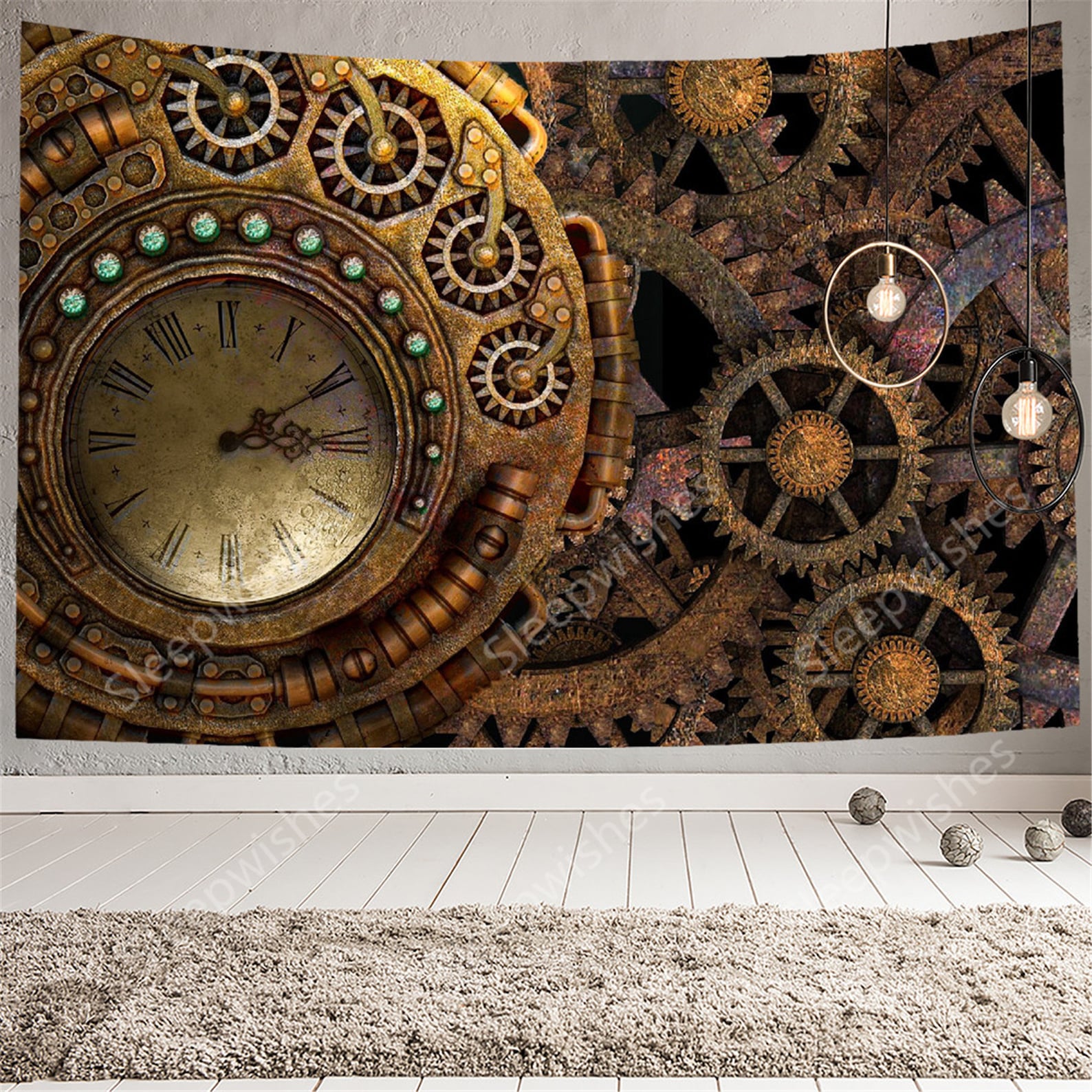 Steampunk Tapestry Wall Hanging Gears Time Machine Tapestry - Etsy