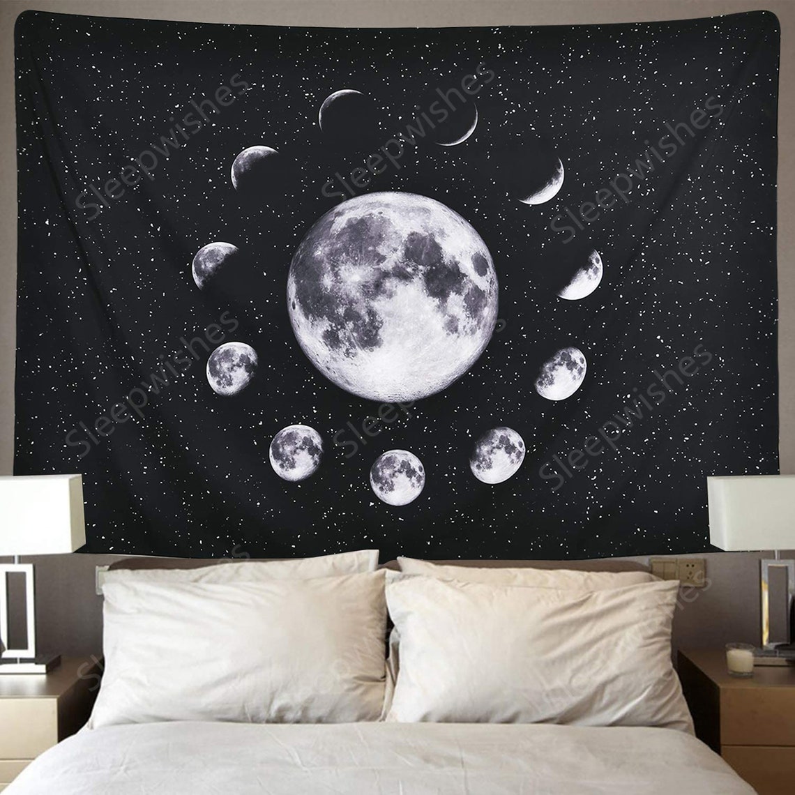 Moon Tapestry Wall Hanging Moon Eclipse Tapestry Moon Phase | Etsy