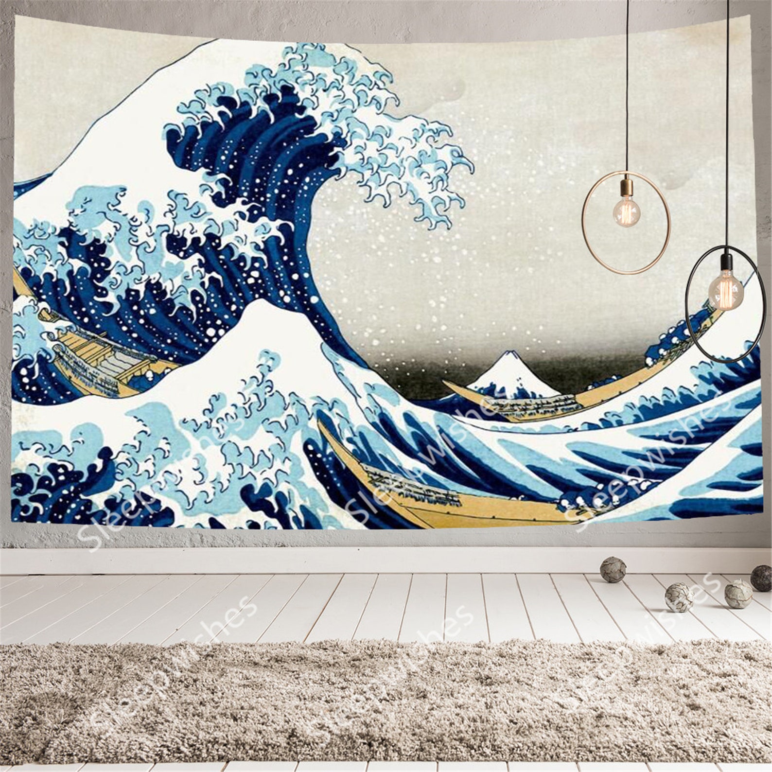 Japanese Wave Tapestry Kanagawa Great Wave Wall Tapestry Wave | Etsy