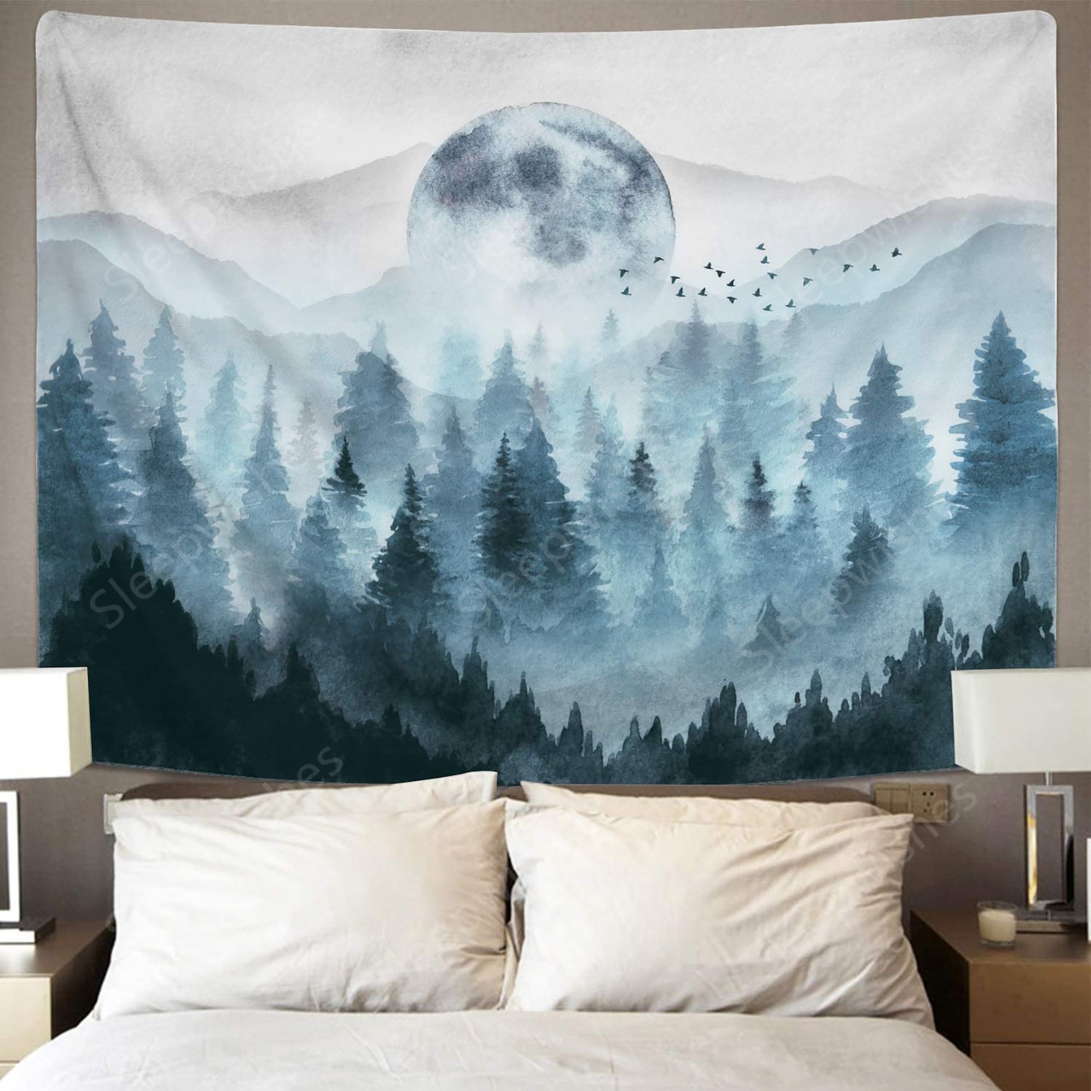 Foggy Forest Tapestry Misty Mountain Tapestry Magical Nature - Etsy