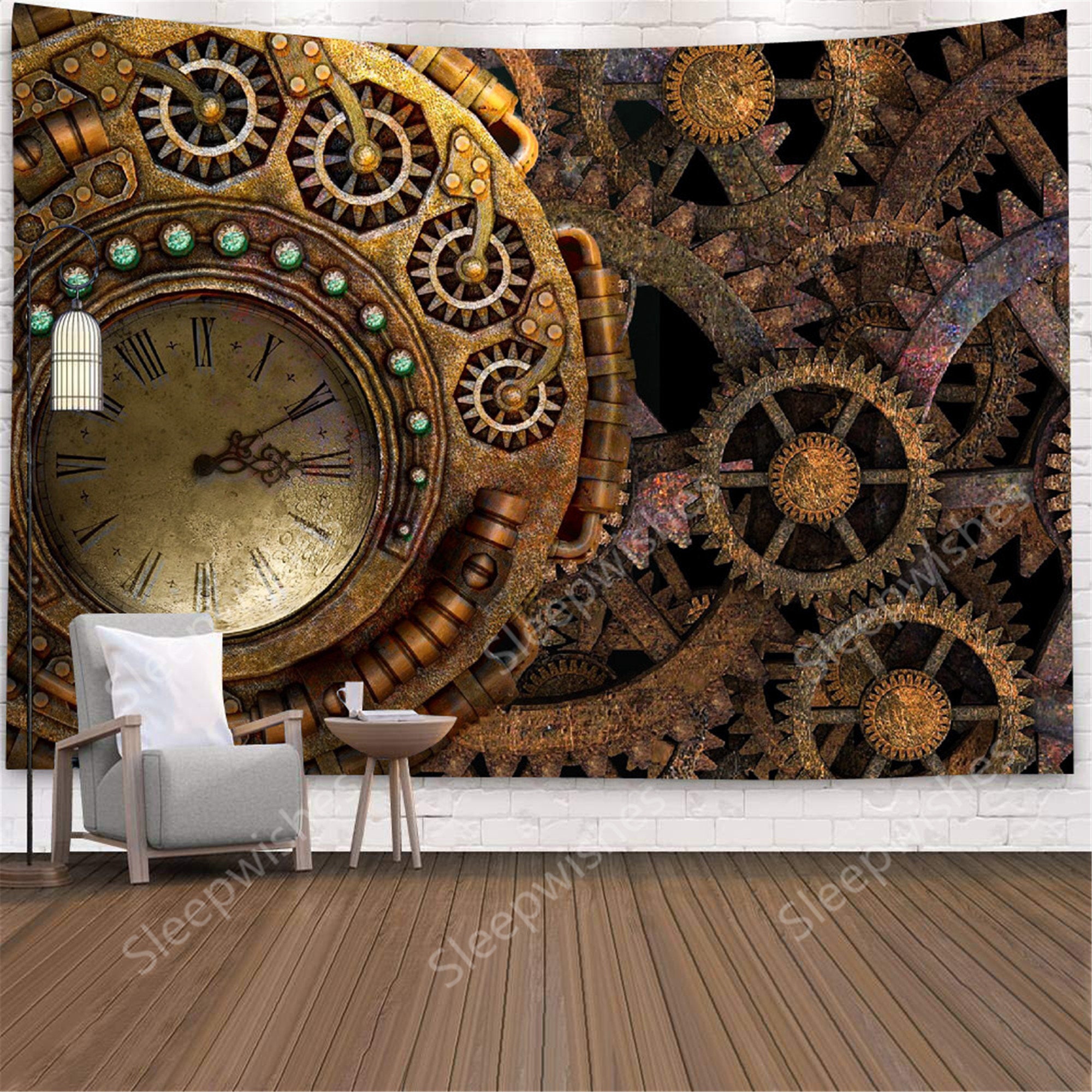 Steampunk Tapestry Wall Hanging Gears Time Machine Tapestry - Etsy