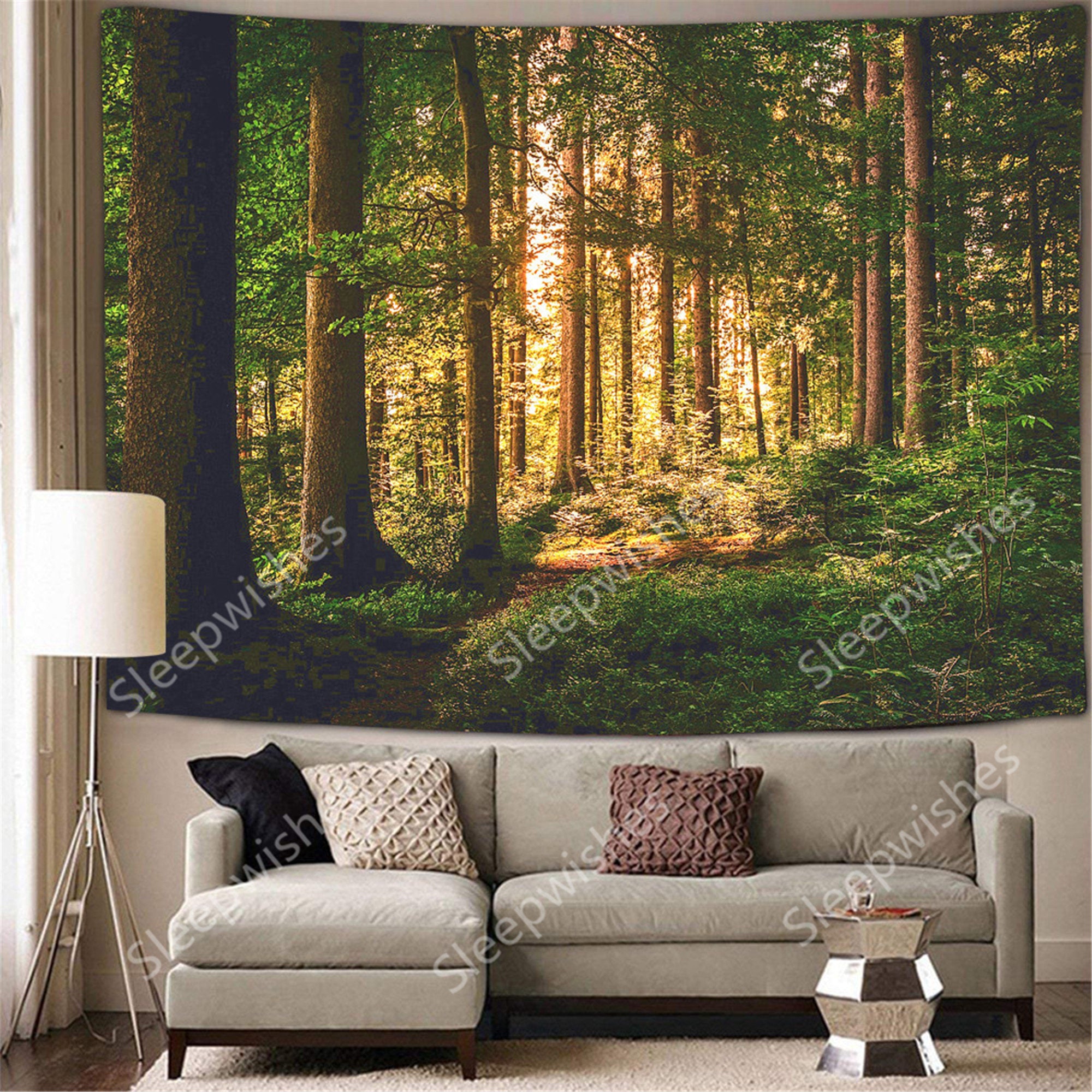 Mystic Forest Tapestry Wall Hanging Sunshine Through Trees | Etsy