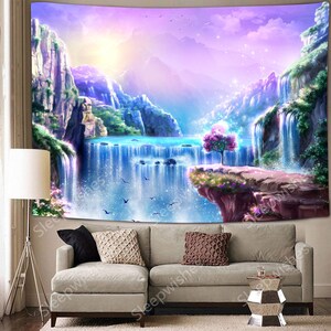Fantasy Landscape Tapestry Wall Hanging Waterfalls Tapestry Mystic ...