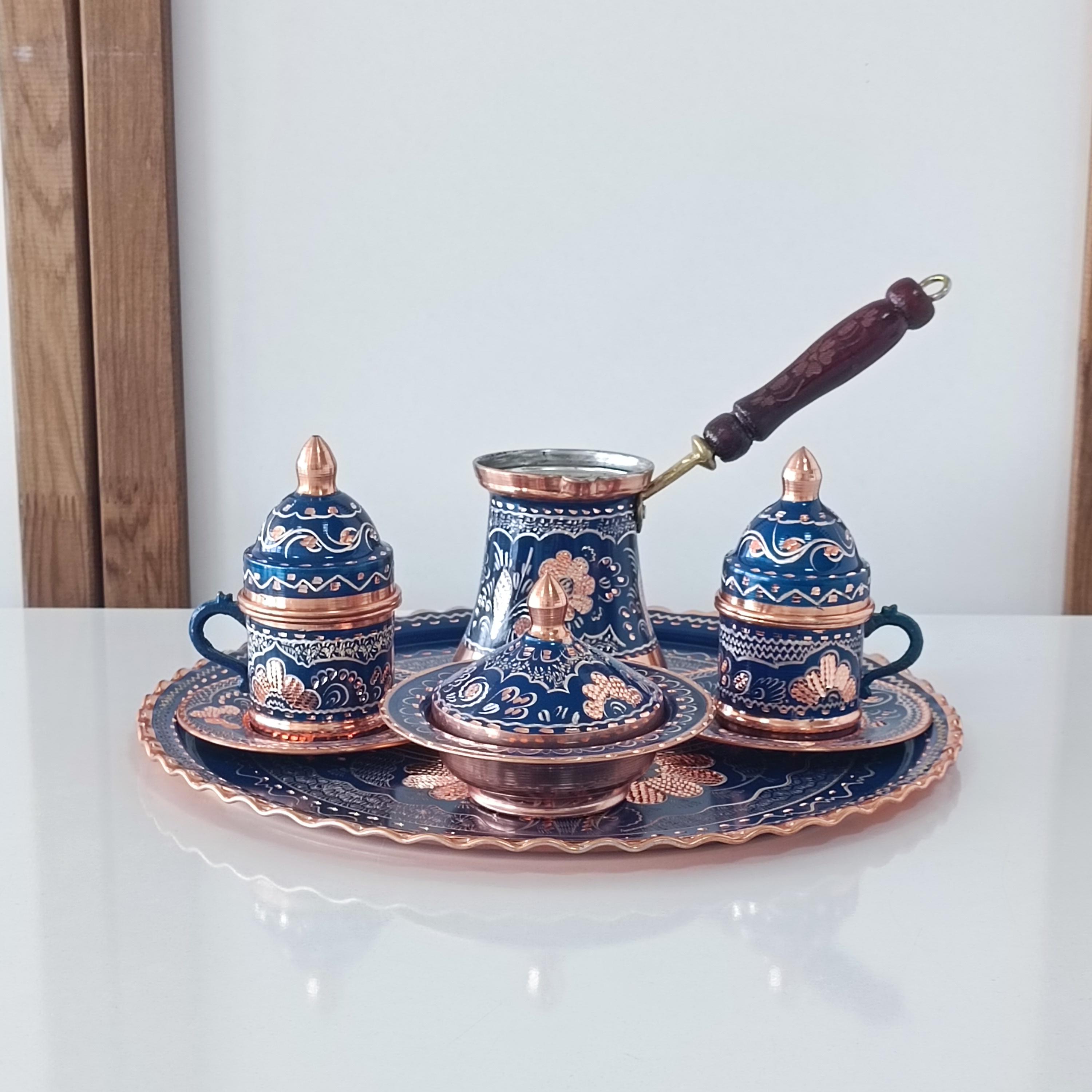Turkish Coffee Set, Turkish Coffee Cup Set, Arabic Coffee Set, Copper ...