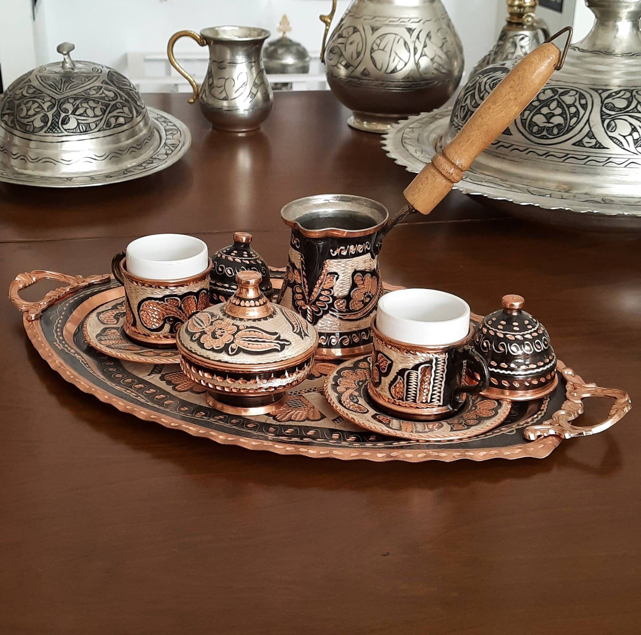 Turkish Coffee Set Copper Coffee Pot & Mug Turkish Copper - Etsy