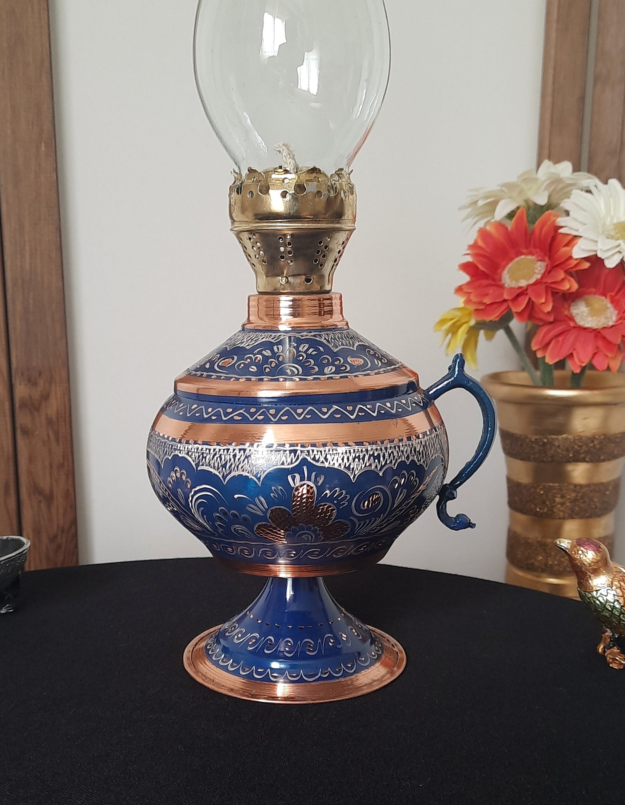 Copper Oil Lamp, Victorian Oil Lamp, Art Deco Oil Lamp, Luxury Home ...
