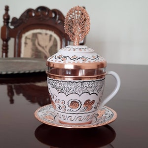 Copper Tea Cups, Turkish Tea Cup, Coffee Cup, Cappucino Cup and Saucer ...