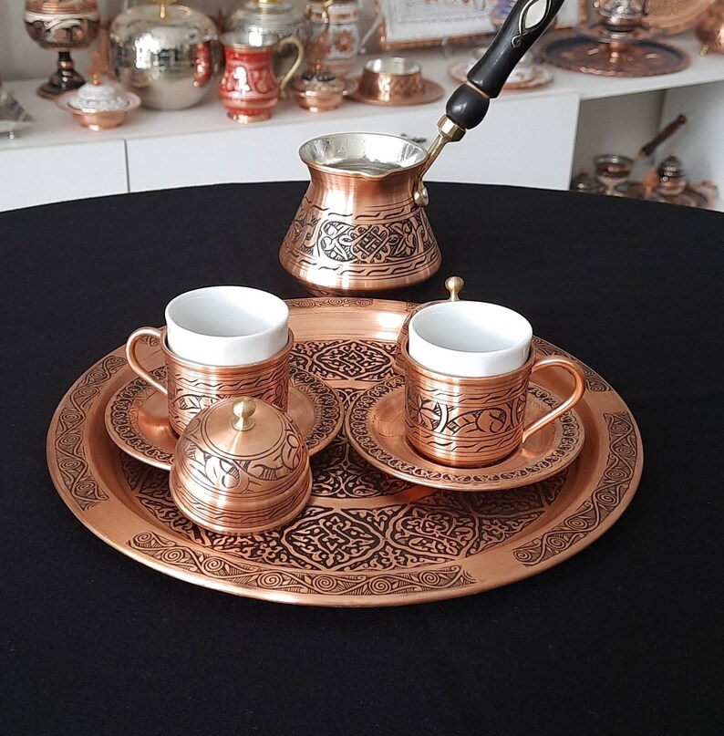 Turkish Coffee Set Copper Coffee Pot Arabic Coffee Set - Etsy