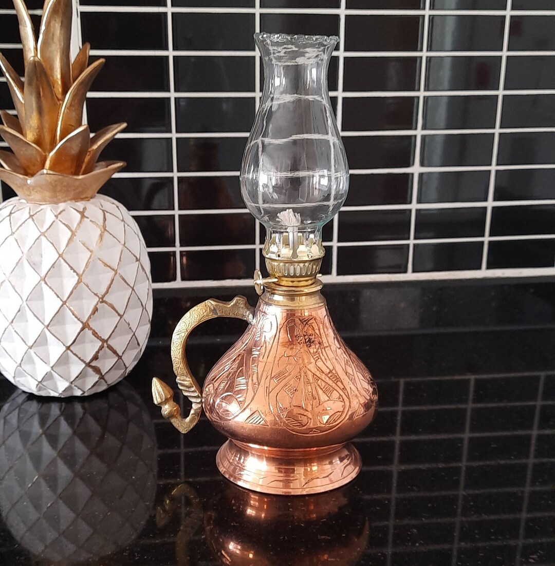 Art Deco Oil Lamp, Copper Oil Lamp, Kerosene Lamp, Anniversary Gifts ...