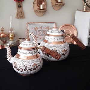 Turkish Tea Set Copper, Copper Tea Set, Unique Teapot Set, Copper Tea ...