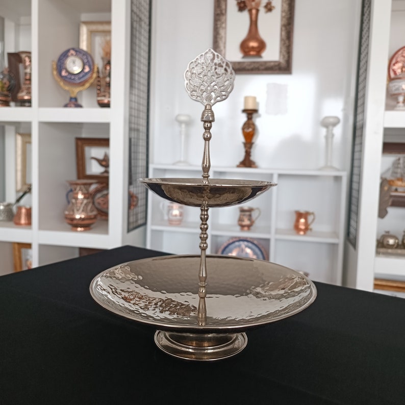 Tiered Tray Copper, Two Tier Stand, Turkish Copper Tray, Kitchen Home ...