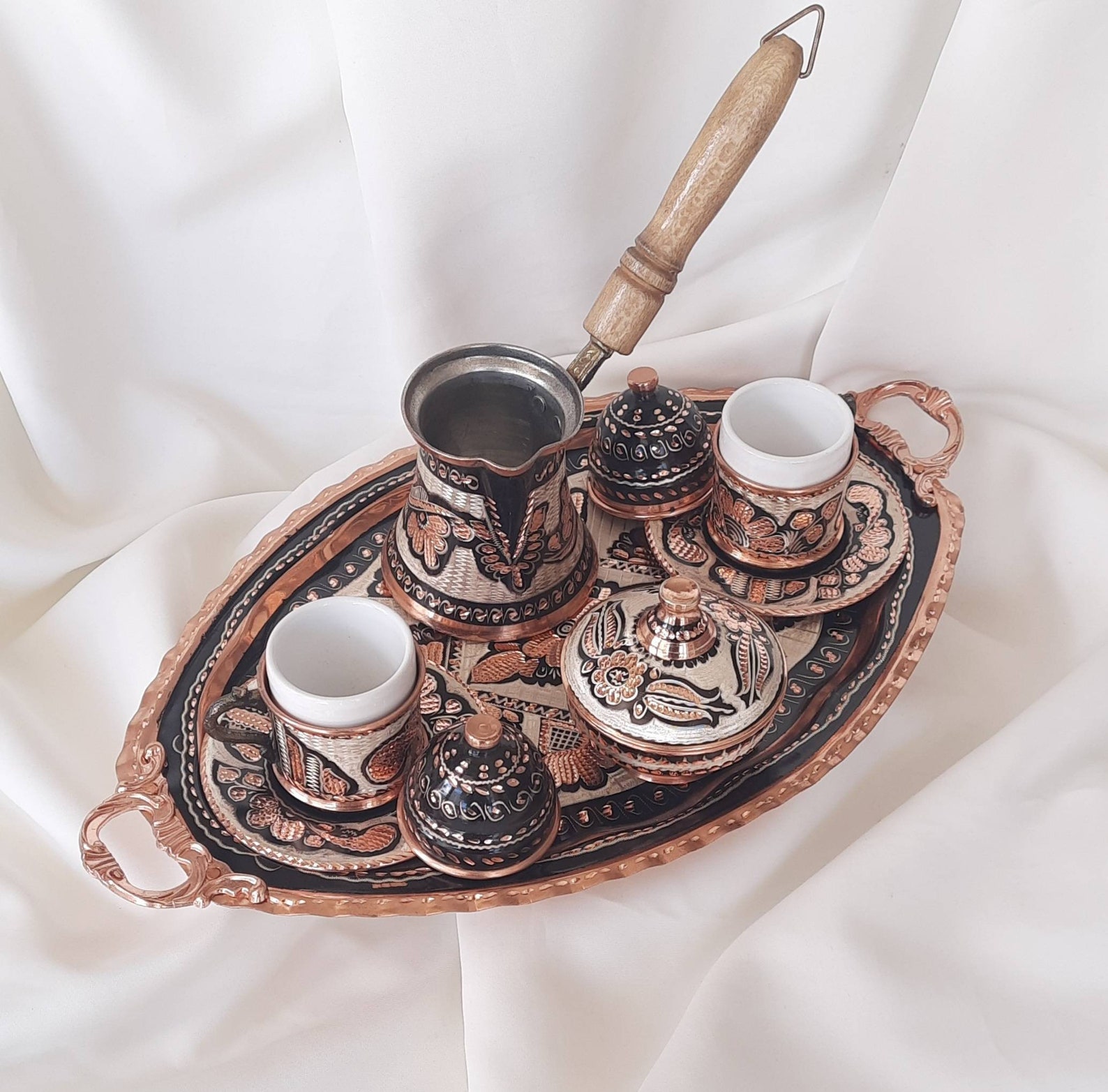 Turkish Coffee Set Copper Coffee Pot & Mug Handcrafted | Etsy