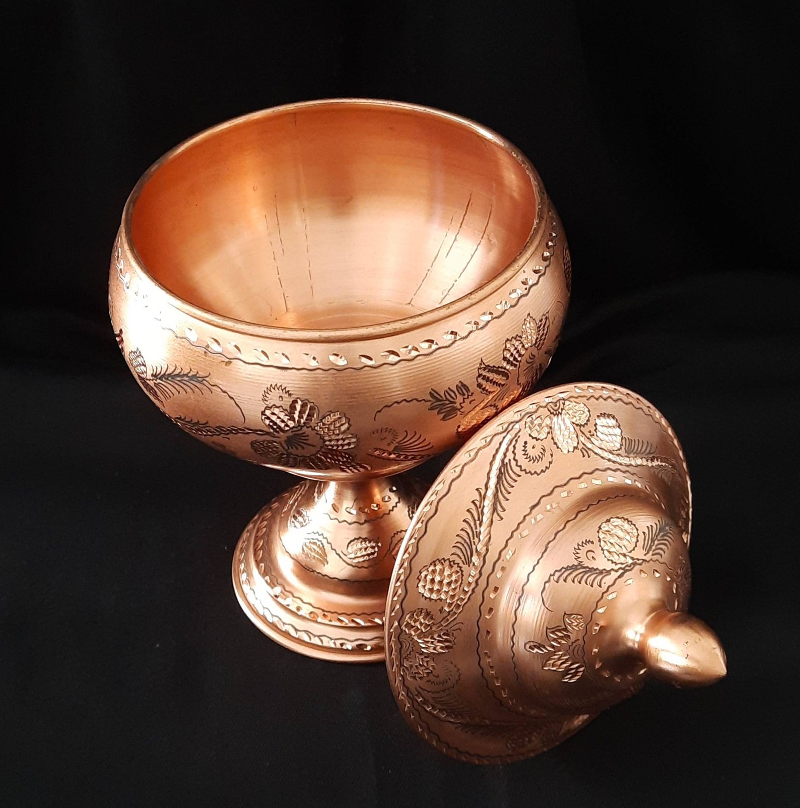Footed Candy Bowl Copper Copper Bowl Home Gifts for Her - Etsy