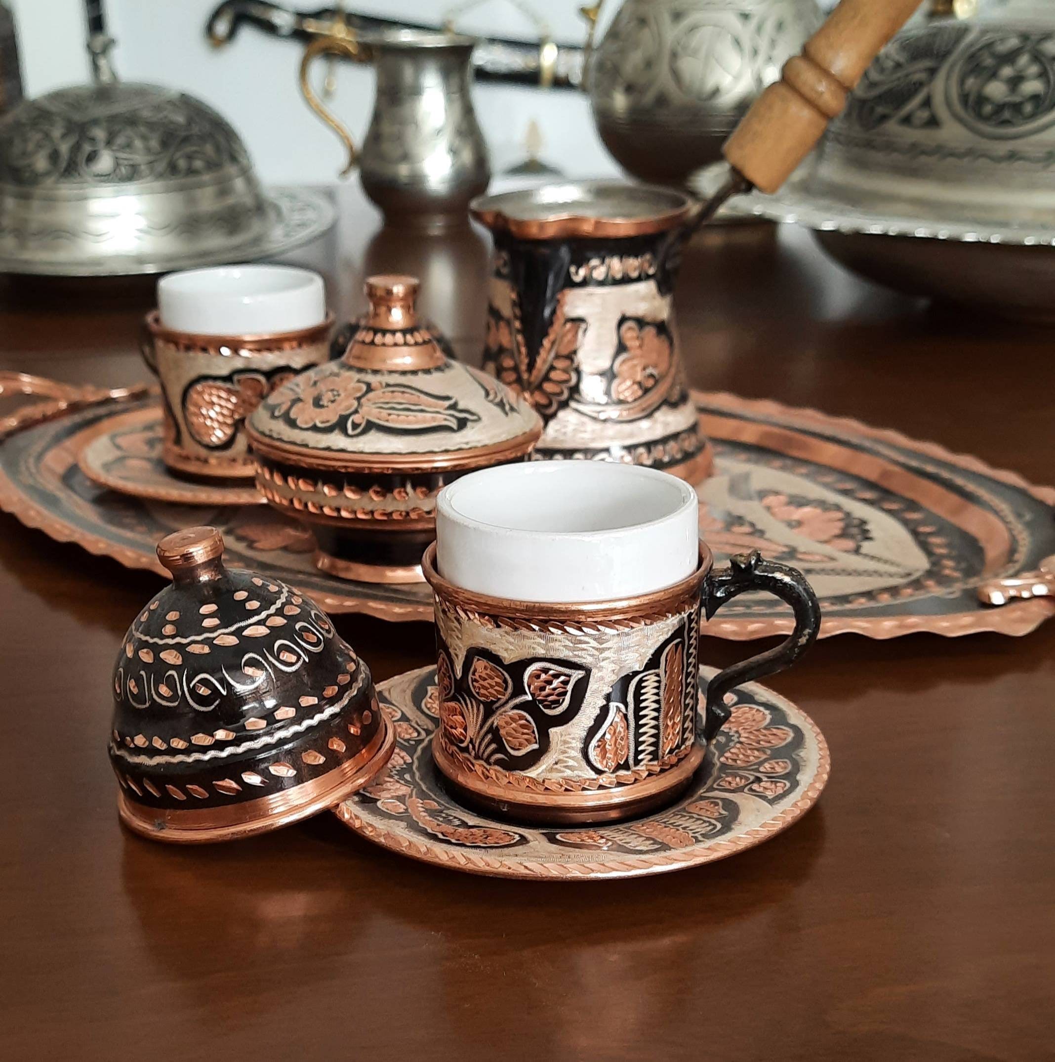Turkish Coffee Set Copper Coffee Pot & Mug Turkish Copper - Etsy