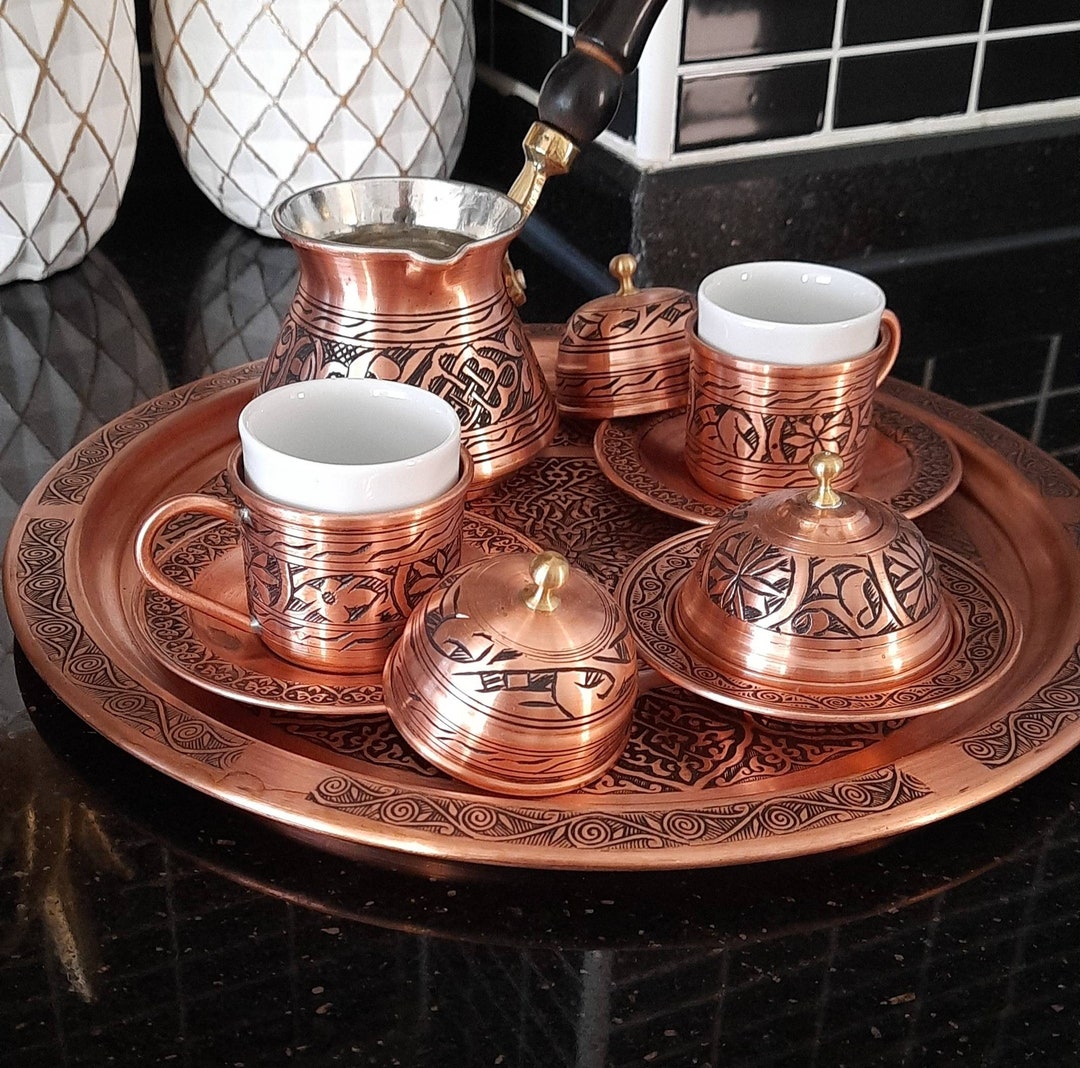 Turkish Coffee Set, Copper Coffee Set, Arabic Coffee Set, Unique Gift ...