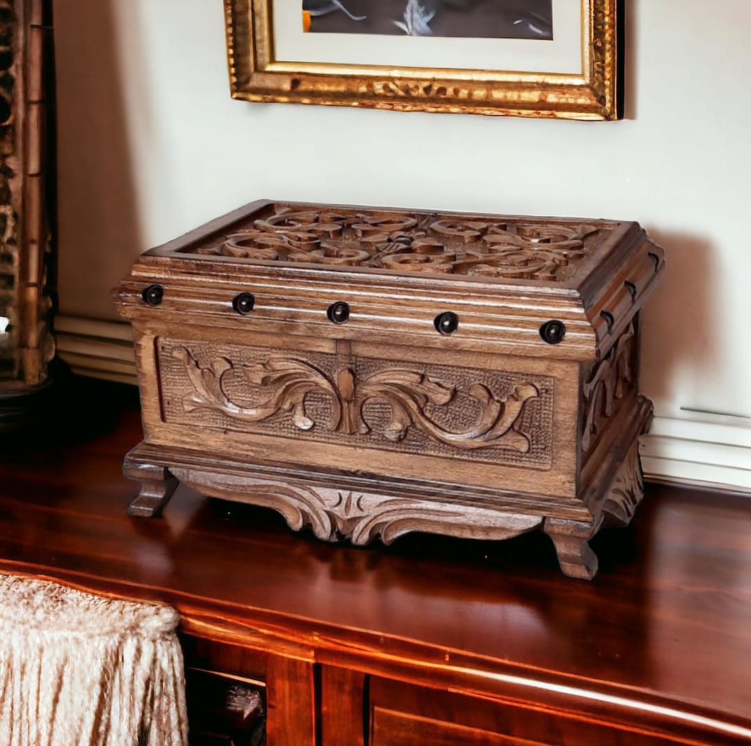Jewelry Box, Treasure Chest, Wooden Jewelry Box, Vintage Jewelry Box ...