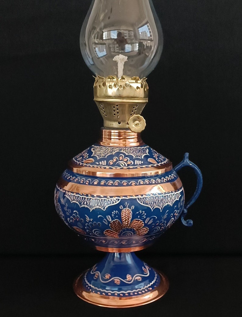 Copper Oil Lamp, Victorian Oil Lamp, Art Deco Oil Lamp, Luxury Home ...