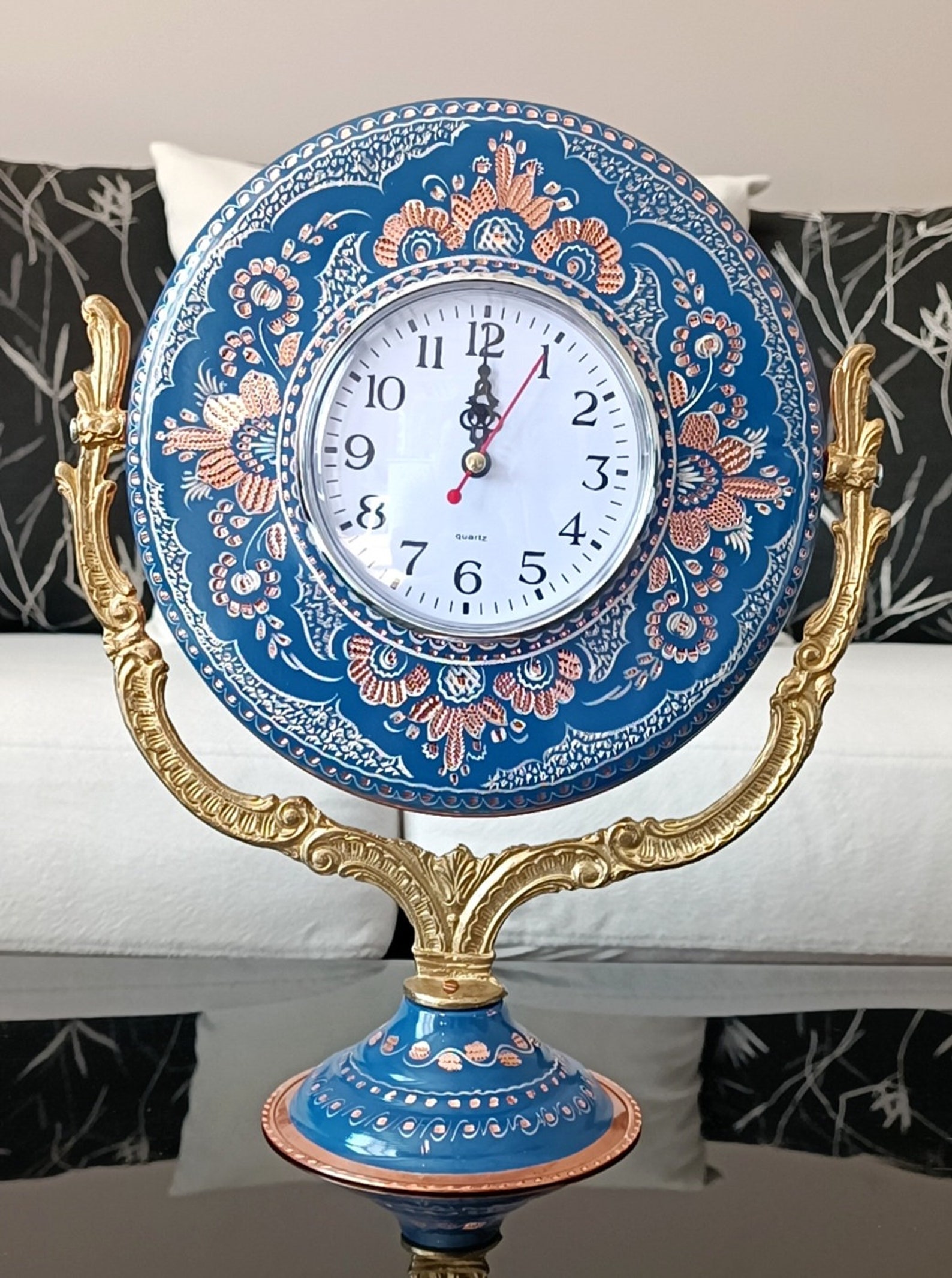 Table Clock, Decorative Copper Table Clock, Housewarming Gift ...