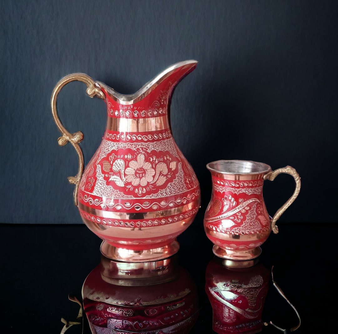 Copper Pitcher Set, Syrup Dispenser, Housewarming Gift, Wedding Gift ...