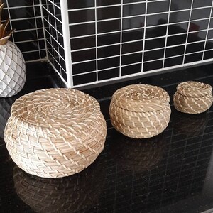 Wicker Basket Set With Lid, Straw Nesting Boxes, Woven Basket, Gifts ...