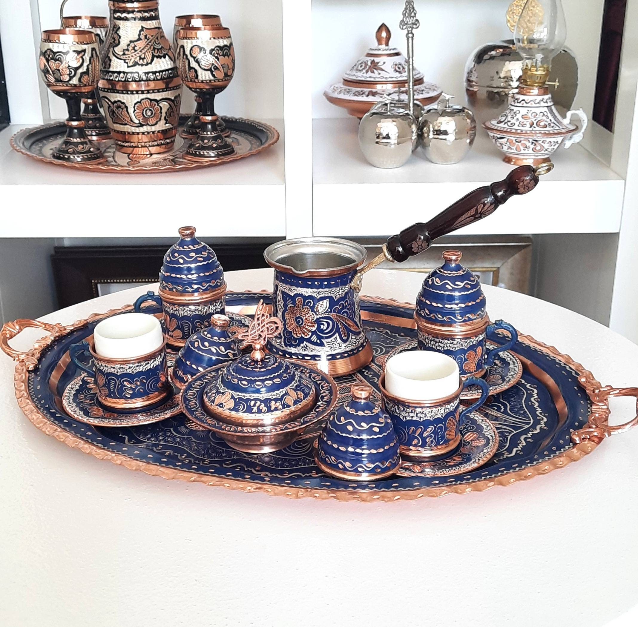 Turkish Coffee Set Turkish Tray Copper Tray Turkish Serving - Etsy