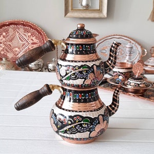 Turkish Tea Set Copper, Copper Tea Cups, Unique Gift Ideas, Copper ...