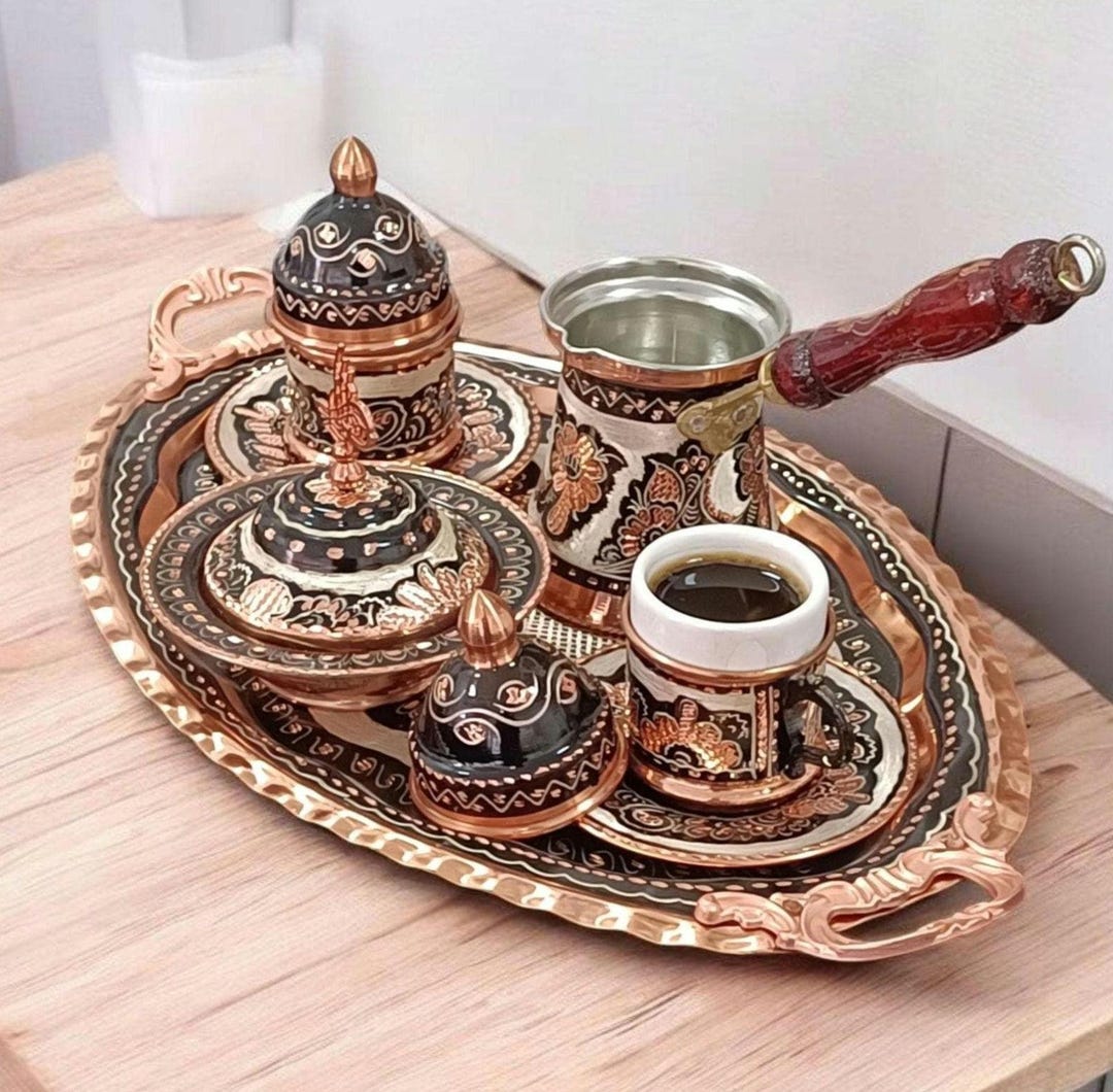 Turkish Coffee Set, Turkish Copper Coffee Pot, Turkish Coffee Cup Set ...