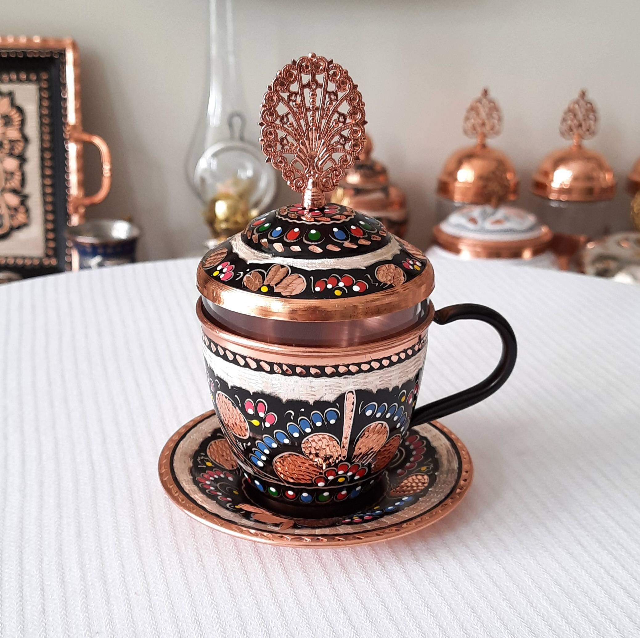 Turkish Tea Cups Copper, Coffee Cup, Cappucino Cup and Saucer, Expresso ...
