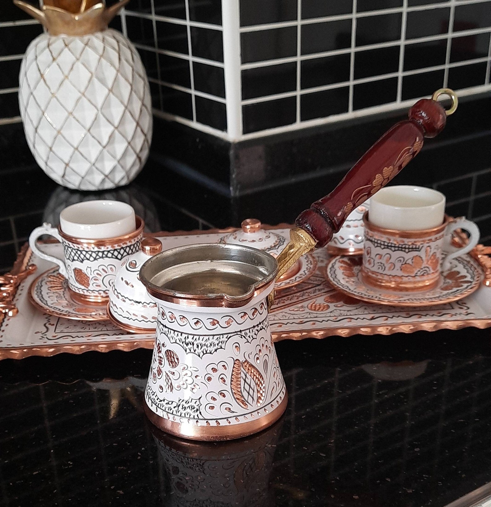 Turkish Coffee Cup Set, Turkish Copper Art, Turkish Coffee Set, Serving ...