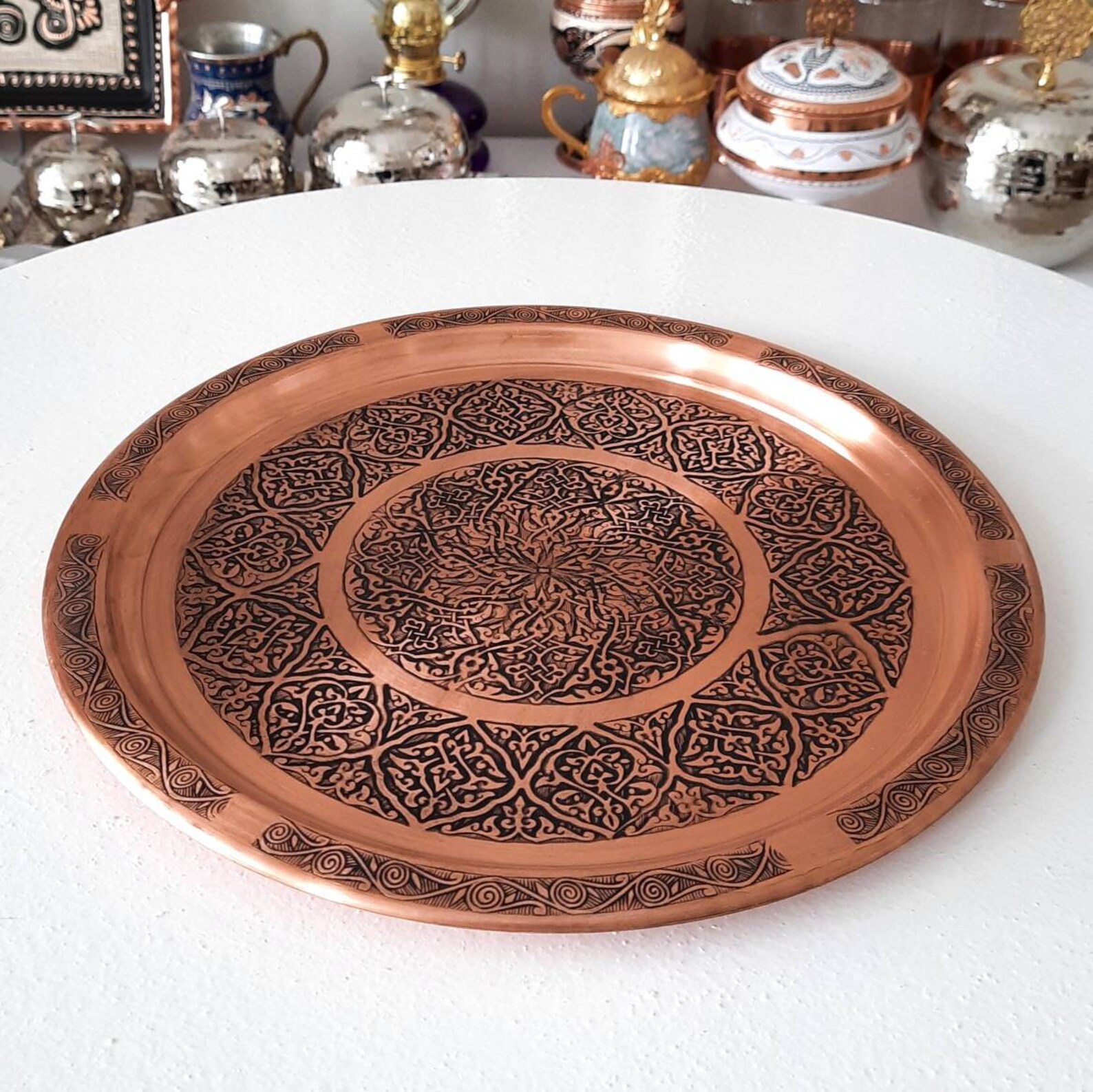 Turkish Copper Tray Turkish Tray Copper Serving Tray - Etsy