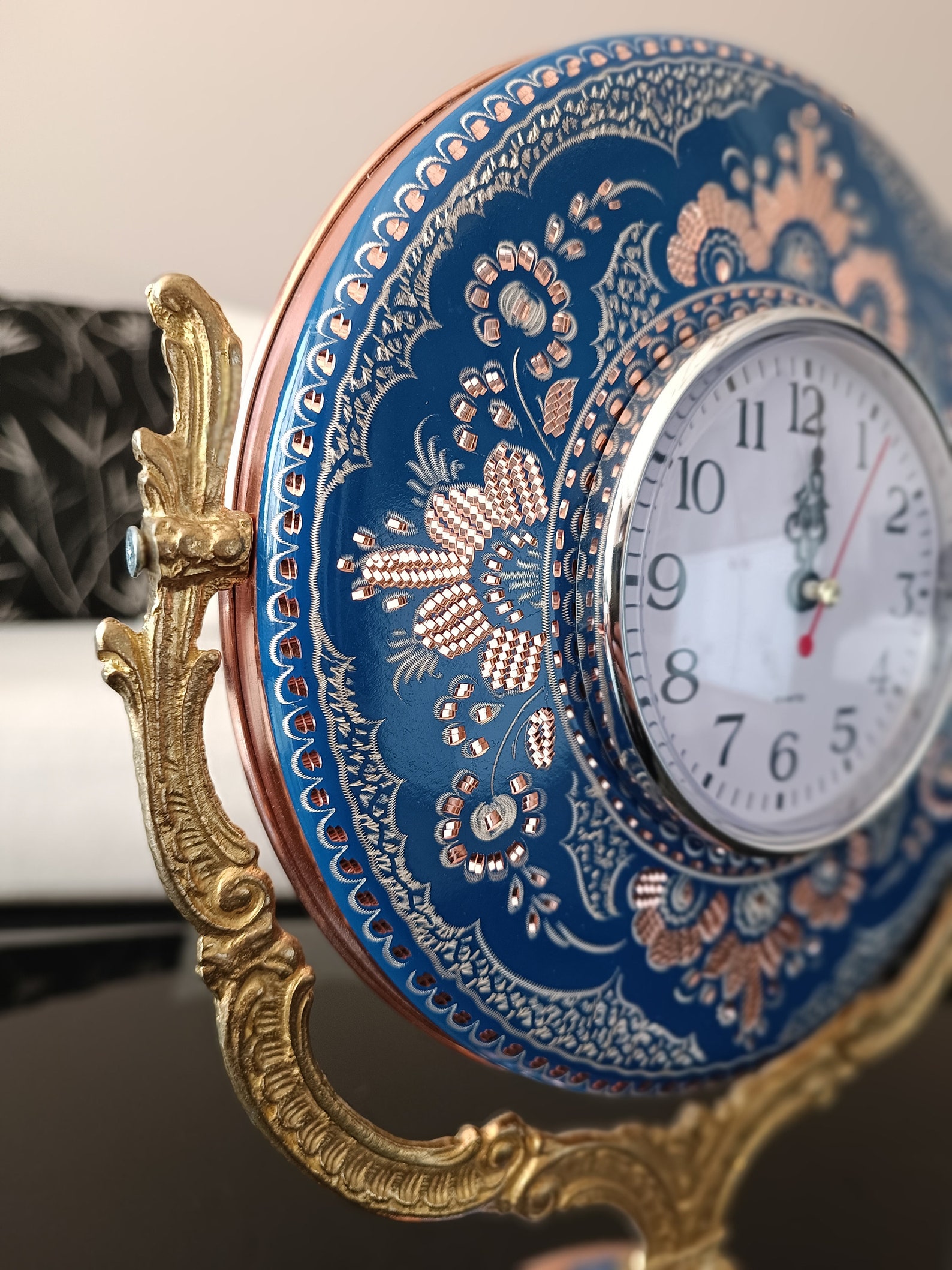 Table Clock, Decorative Copper Table Clock, Housewarming Gift ...
