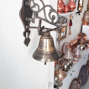 Door Bell, Brass Door Bell, Hanging Door Bell, Bell Pull, Wall Mounted ...