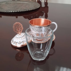Copper Tea Cups, Turkish Tea Cup, Coffee Cup, Cappucino Cup and Saucer ...