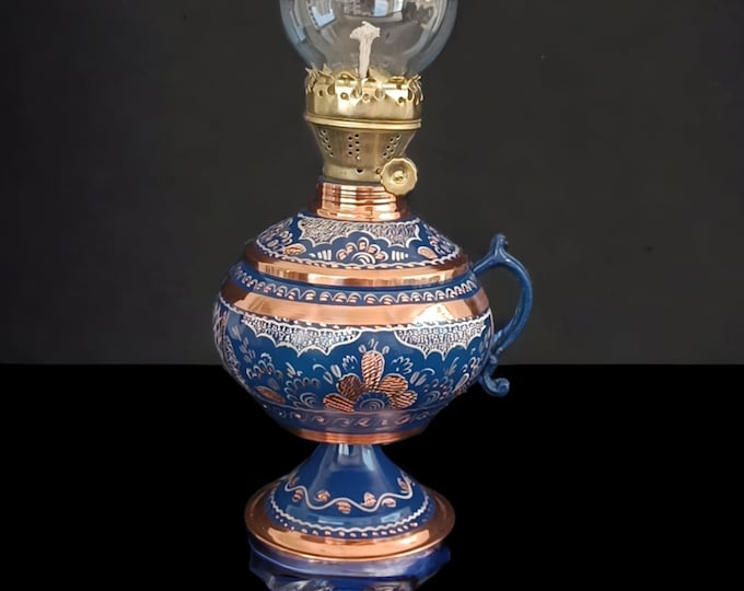 Copper Oil Lamp, Victorian Oil Lamp, Art Deco Oil Lamp, Luxury Home ...