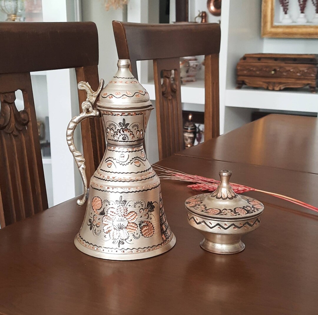 Decorative Copper Items, Small Pitcher & Bowl With Lid, Copper Decor ...