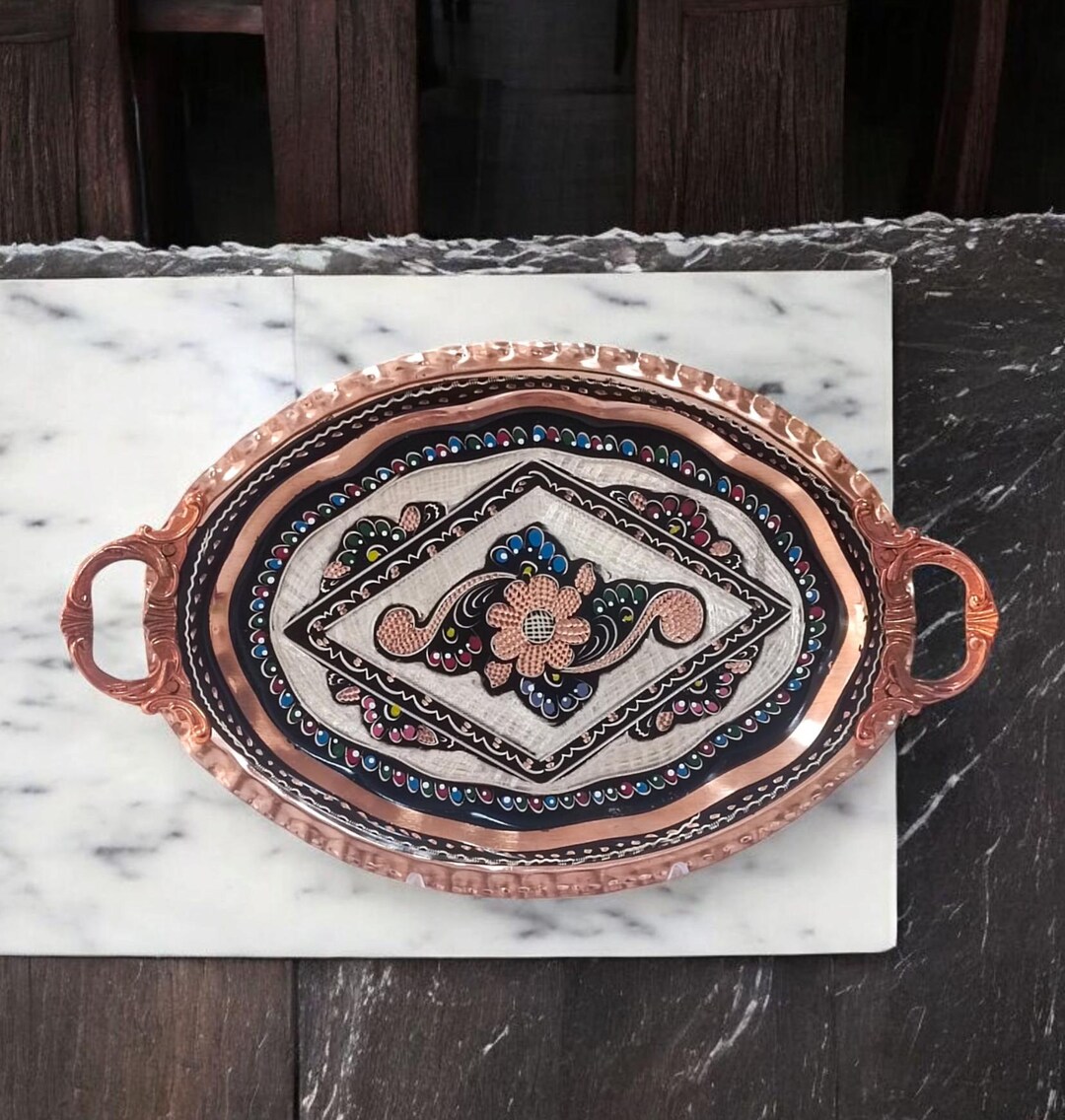 Copper Tray, Turkish Tray, Decorative Serving Tray, Housewarming Gift ...