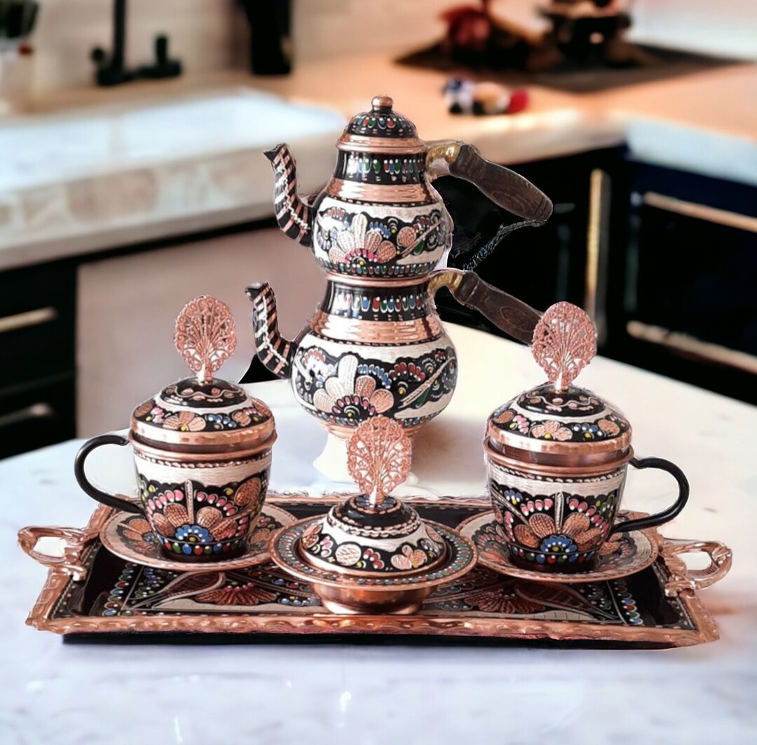 Turkish Tea Set, Copper Tea Set, Turkish Tea Cups, Copper Tea Pot ...