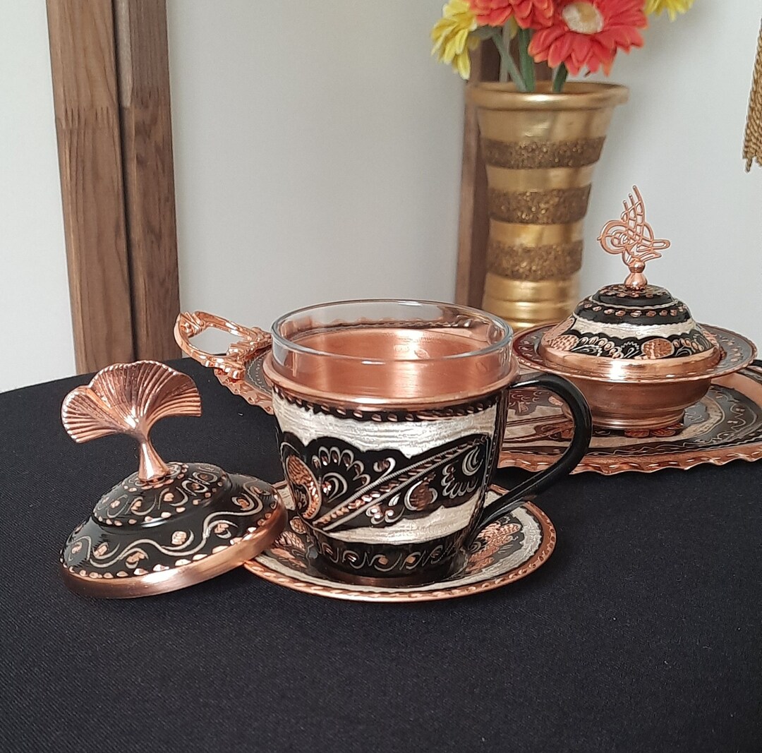 Copper Tea Set, Turkish Tea Cup, Copper Tea Cup, Housewarming Gift ...
