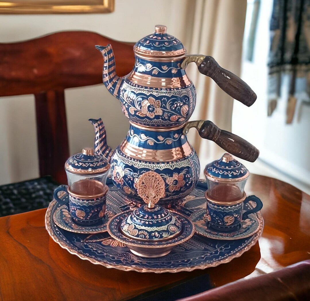 Turkish Tea Set Copper, Copper Tea Cups, Copper Tea Set, Home Gifts ...