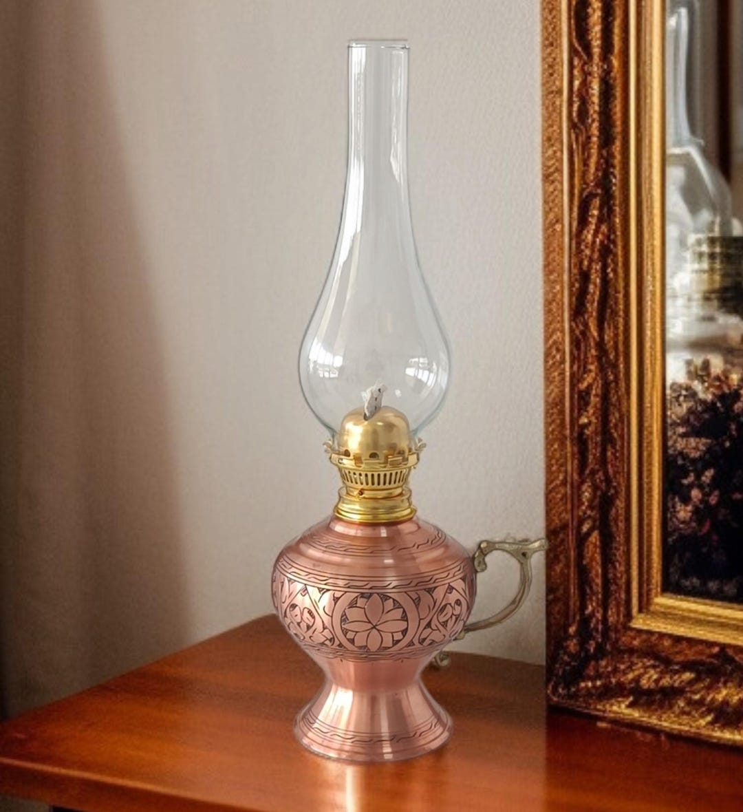 Copper Oil Lamp, Kerosene Lamp, Victorian Oil Lamp, Art Deco Lamp ...