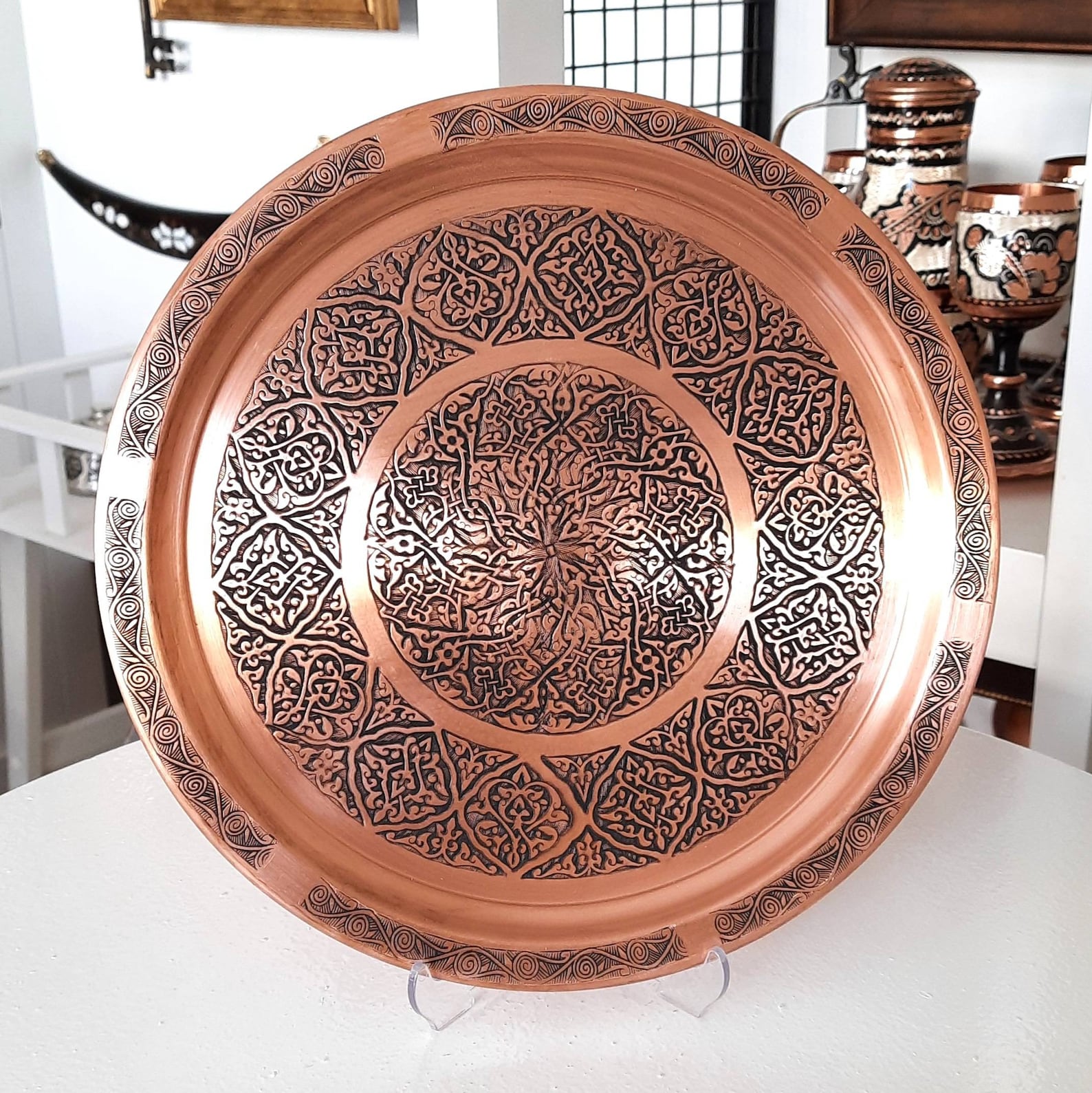 Turkish Copper Tray Turkish Tray Copper Serving Tray - Etsy
