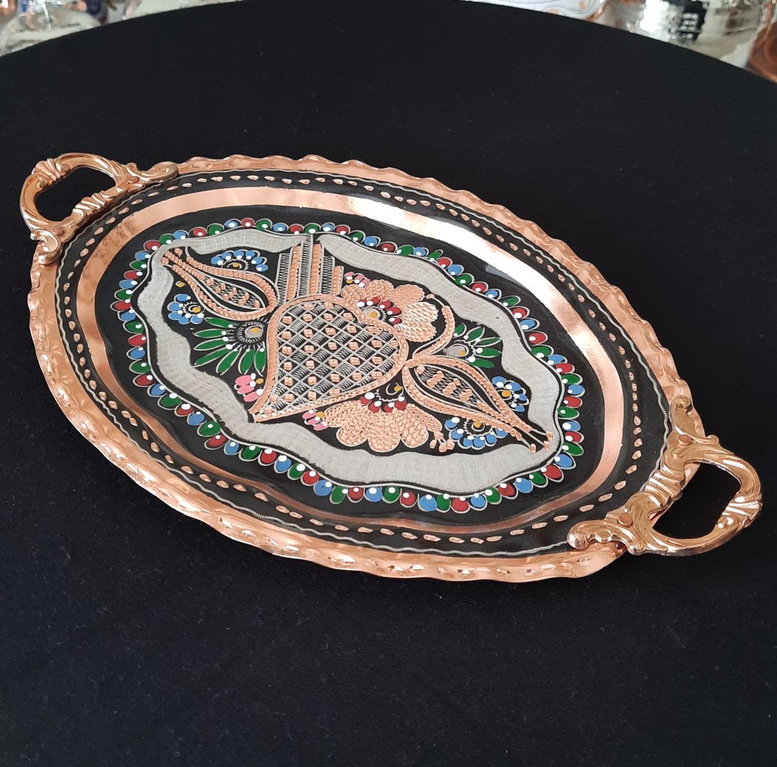 Copper Serving Tray Ornate Turkish Tray Decorative Copper - Etsy