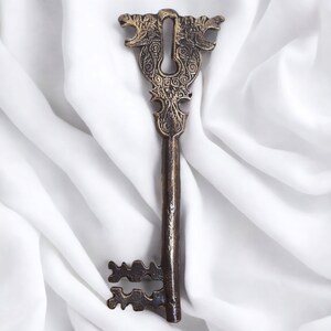 Large Decorative Skeleton Key, Brass Skeleton Key, Victorian Brass Door ...