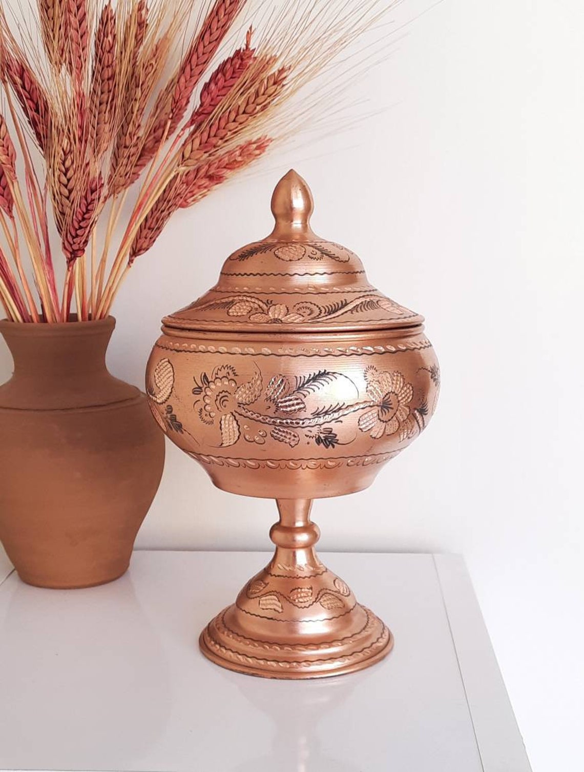 Footed Candy Bowl Copper Copper Bowl Home Gifts for Her - Etsy